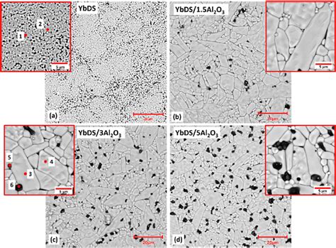Surface Bse Sem Micrographs After Sintering At 1450 • C For 20 H A