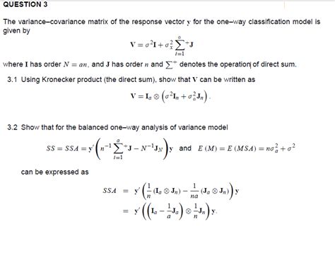 The Variance Covariance Matrix Of The Response Vector