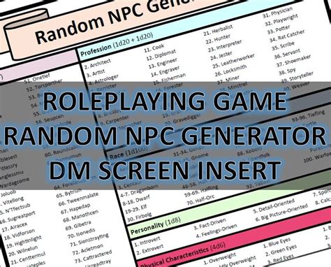 Dandd Random Npc Generator Pdf Insert For Dnd Pathfinder Rpgs