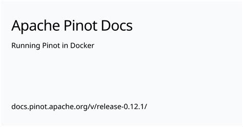 Running Pinot In Docker Apache Pinot Docs