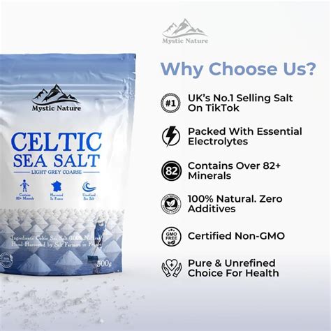 Mystic Nature Celtic Sea Salt 500g 100 Organic Natural Unrefined