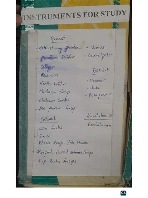 Ophthalmology Opd Practical Instruments 1 Pdf
