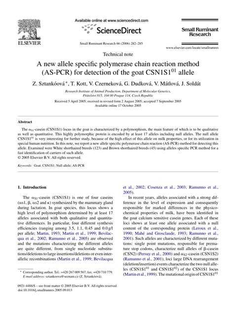 Pdf A New Allele Specific Polymerase Chain Reaction Method As Pcr