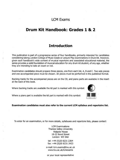 002 Drum Kit Handbook 2010 Grade 1 And 2 Pdf
