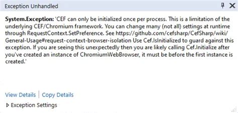 how to fix cef can only be initialized once per process