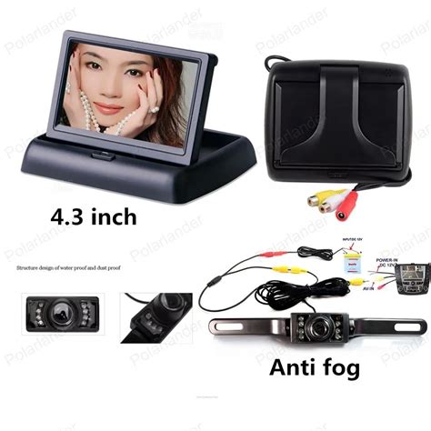 4 3 Inch 480 234 Resolution TFT LCD Foldable Monitor 2 VA Video Input Rear View CCD Camera
