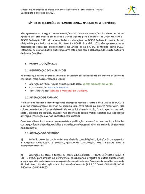 Anexo I Síntese De Alterações Do Pcasp Final Pdf