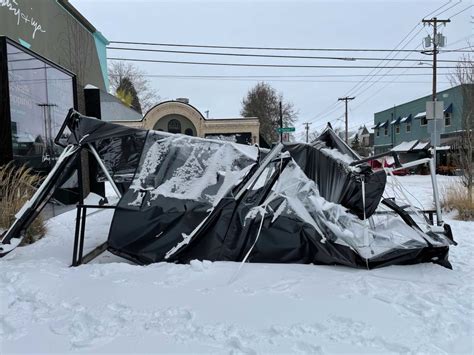 Small Businesses Deal With Collapsed Tents Doors Frozen Shut And Downed Branches Portland
