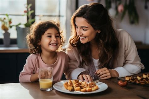 M E E Filha Tomando Caf Da Manh Foto De Estoque Imagem Premium Gerada Com Ia