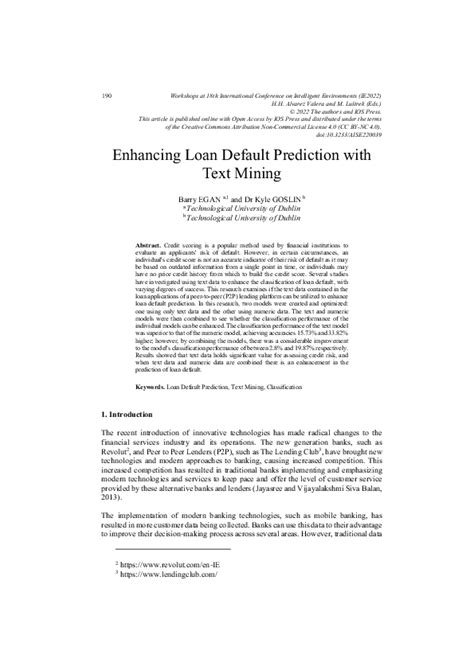 Pdf Enhancing Loan Default Prediction With Text Mining