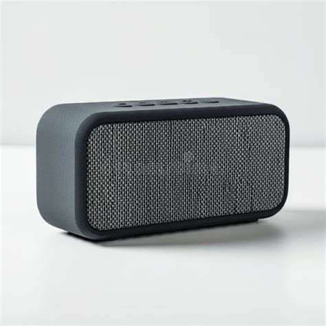 Rectangular Portable Speaker With A Textured Gray Fabric Front And Rectangular Portable Speaker With A Textured Gray Fabric Front And