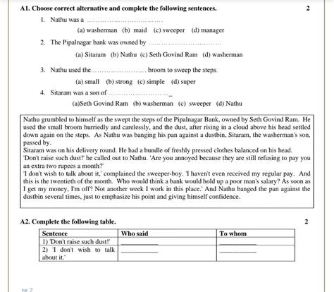 A1 Choose Correct Alternative And Complete The Following Sentences 21