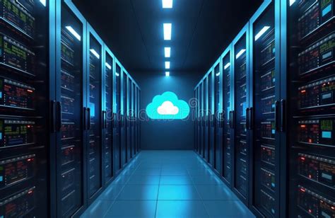 Modern Data Center With Rows Of Server Racks High Tech Equipment Organized In Spacious Room