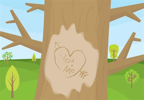 Heart Carved Tree Vector Vector Art At Vecteezy