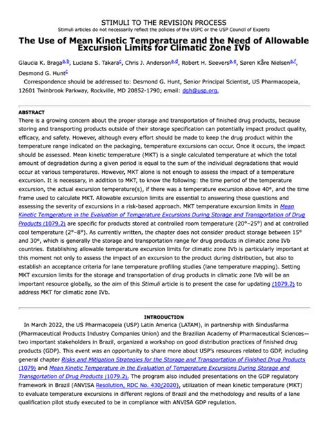 Article The Use Of Mean Kinetic Temperature And The Need Of Allowable Download Free Pdf