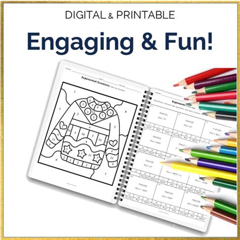 Evaluating Exponential Functions No Prep Color By Number Digital And Evaluating Exponential Functions No Prep Color By Number Digital And