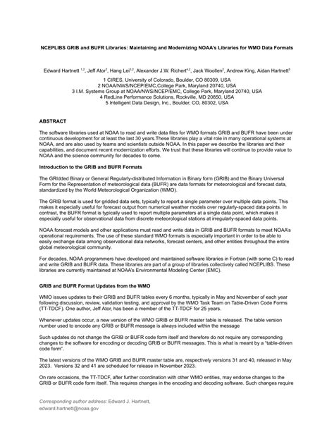 Pdf Nceplibs Grib And Bufr Libraries Maintaining And Modernizing