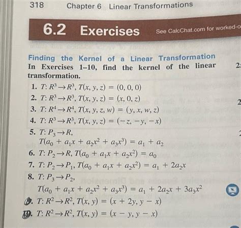 solved finding the kernel of a linear transformation in