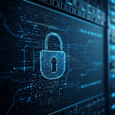 A Digital Illustration Featuring A Large Padlock Icon Composed Of Blue