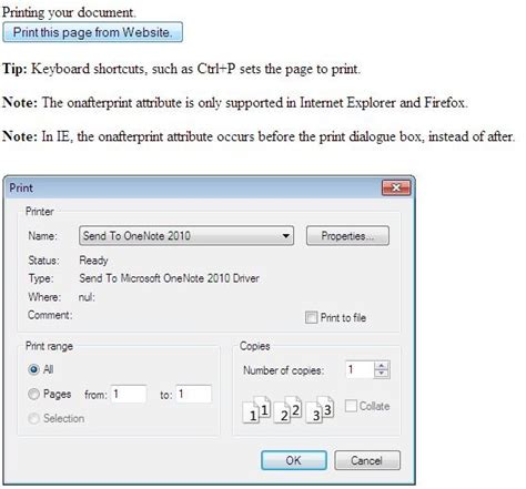 Onafterprint Attribute In Html5
