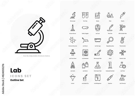 Lab Icons Collection Set Contains Such Icons As Test Tube Flask