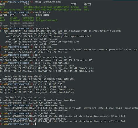 Centos 8 Add Network Bridge Br0 With Nmcli Command Nixcraft