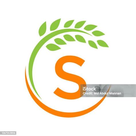 S 편지 개념에 농업 로고 농업 및 농업 목장 우유 헛간 로고 디자인 농장 배지 농업 S 편지 템플릿을 가진 에코 팜 디자인 건강관리와 의술에 대한 스톡 벡터 아트 및 기타