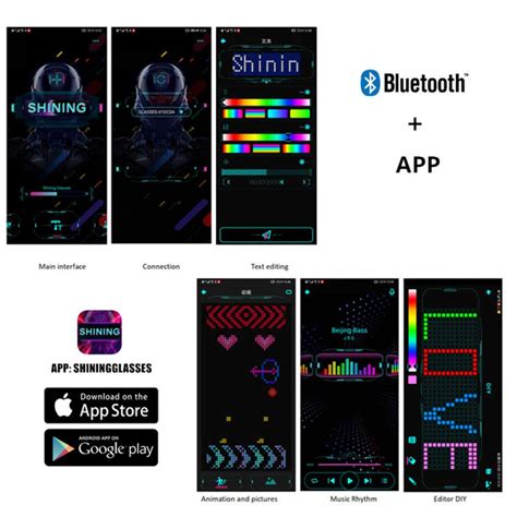 LED Bluetooth Full Color Luminous Glasses Programmable LED Smart Glasses APP Control Glasses