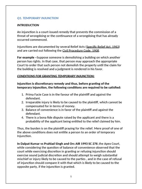 Temporary Injunction Pdf Lawsuit Injunction