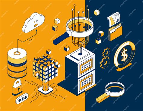 Premium Vector Isometric Big Data Illustration Composition Elements