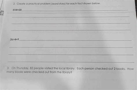 Solved 2 Create A Practical Problem Word Story For Each Fact Shown