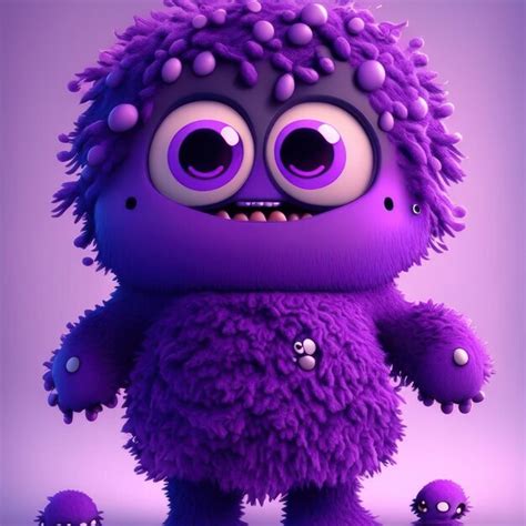 Premium Ai Image A Purple Monster With Black Eyes In Green Clothes