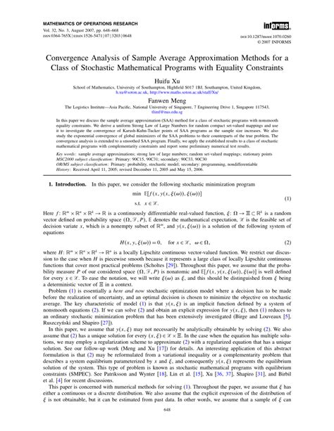 Pdf Convergence Analysis Of Sample Average Approximation Methods For