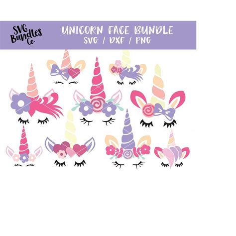 Instant Svg Dxf Png Unicorn Face Bundle Unicorn Svg Unicor Inspire Uplift