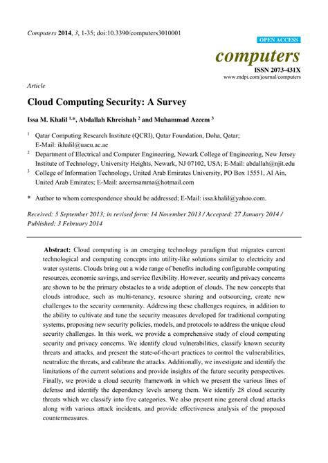 Pdf Cloud Computing Security A Survey