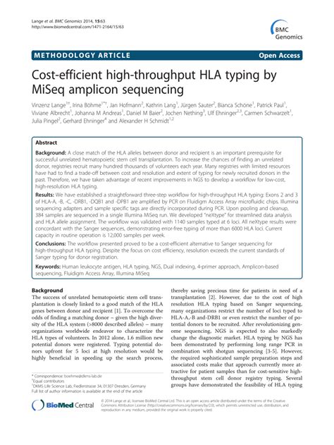 pdf cost efficient high throughput hla typing by miseq amplicon