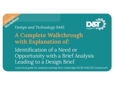 Igcse Design And Technology Coursework Criterion 1 Teaching Resources