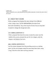 Lab Week Docx COMSC Lab Week Please Include The Source Code Followed By Each