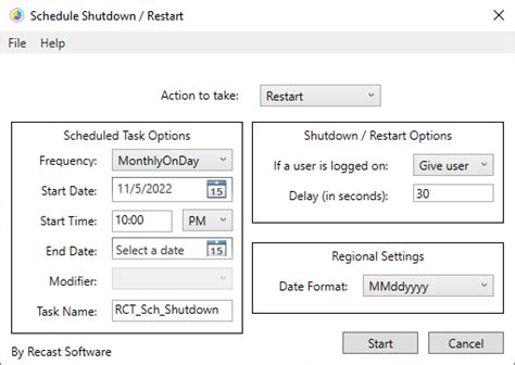 Schedule Restart Or Shutdown Recast Docs