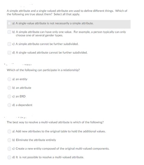 Solved A Simple Attribute And A Single Valued Attribute Are
