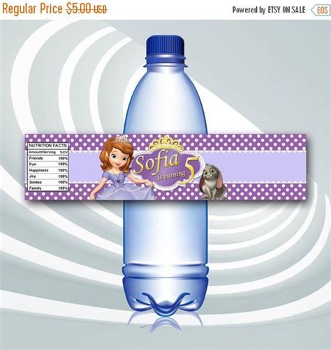 On Sale 30 Sofia The First Bottle Labels Sofia The First Water Label Sofia The First