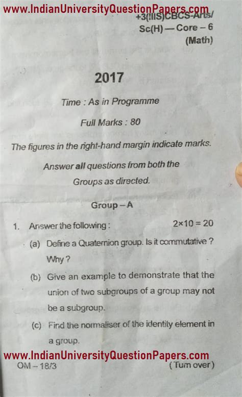 Utkal University Bsc Mathematics 3rd Sem Core Vi 2017 Question Paper University Question Papers
