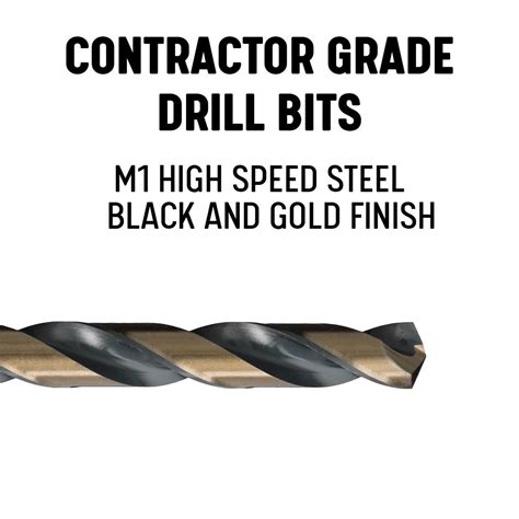 Drill America 78″ Reduced Shank Hss Black And Gold Contractor Drill Bit