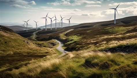 Premium Ai Image Wind Turbines Spinning Generating Renewable Energy