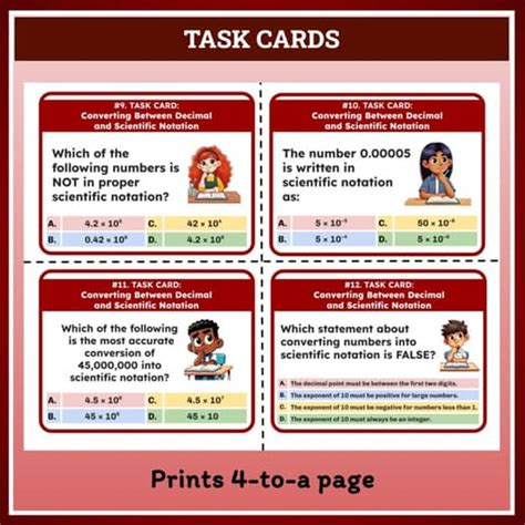Teks Math 82c Task Card Converting Between Decimal And Scientific Notation