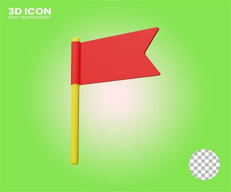 투명 배경에 붉은 깃발 3d 아이콘 그림 프리미엄 Psd 파일