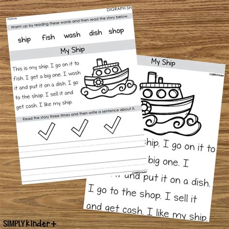 Reading Fluency And Comprehension Passages Digraph Sh Simply Kinder Printable Membership