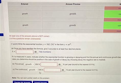 Solved 1 Point Write The Exponential Function Y16124t