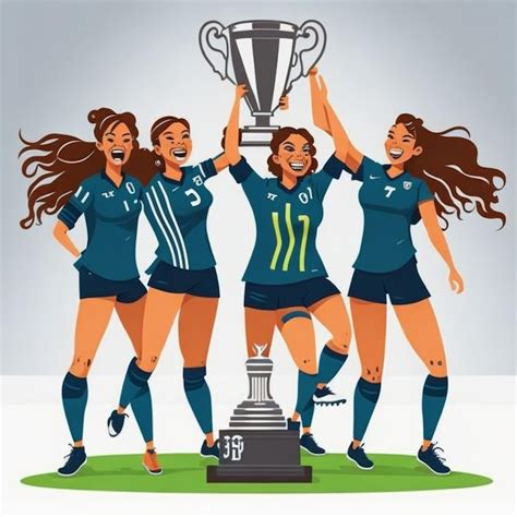 Premium Photo Woman Football Team Smille Celebrates Victory