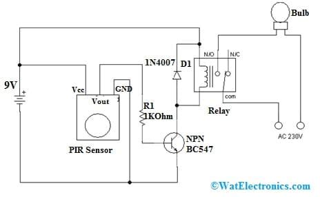 PIR Sensor Based Motion Detector Sensor Circuit Diagram Atelier Yuwa